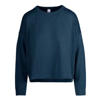 Bomboogie Femme, Pulls, Bleu, Taille: 38 FR Top en maille de lin et coton