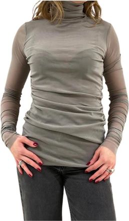 Meimeij Femme, Tops, Gris, Taille: 36 FR Sheer-Effect Turtleneck Top