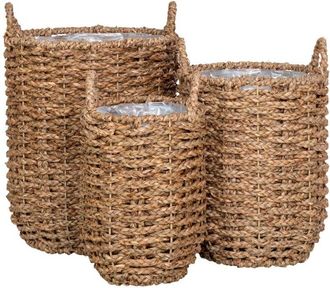 ebuy24 Ebuy24 - Lot de 3 cache-pots en jonc de mer naturel