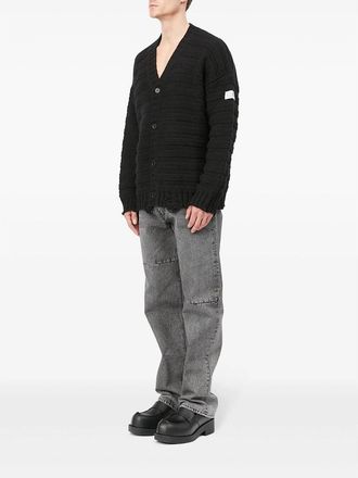 Maison Margiela Virgin Wool-Blend Knit Cardigan - Black
