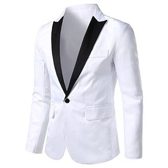 Generic Veste Blazer Homme Bleu - Hommes Automne et Hiver Tendance Costume col Simple Deux Boutons Coupe ajust&eacute;e Ourlet Rond Poche Veste d&eacute;contract&eacute;e Petit Co