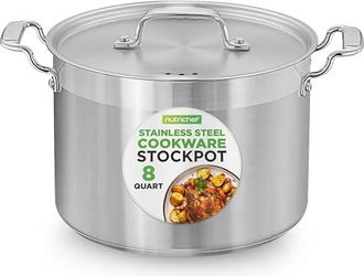 Nutrichef NutriChef Kochtopf Edelstahl 7,6L Induktion - Kompakter Topf mit Deckel f&uuml;r Singlehaushalt & kleine Familien Sp&uuml;lmaschinenfest & platzsparend, Ideal f