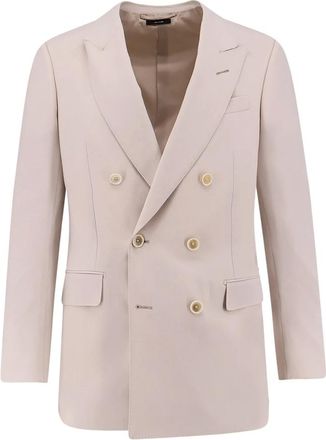 Tom Ford Homme, Costumes, Beige, Taille: M Peak-Lapel Double-Breasted Blazer