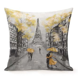 Generic Throw Pillow Covers Paris Gelb Schwarz Wei&szlig; Kissenh&uuml;lle Dekorative Cushion Covers Maschinenwaschbar Kissenbezug for Autositz Schlafzimmer Gartenstuhl 