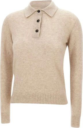 FILIPPO DE LAURENTIIS Femme, Pulls, Beige, Taille: 44 FR Polo en Cachemire et Soie Ivoire