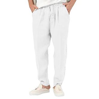 Generic Pantalon de plage l&eacute;ger pour homme - Pantalon d&eacute;t&eacute; avec taille &eacute;lastique - Pantalon en tissu respirant - Jambe droite - Pantalon de jogging confortabl