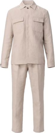 Eleventy Homme, Costumes, Beige, Taille: S Ensemble Veste Chemise et Pantalon &agrave; Cordon