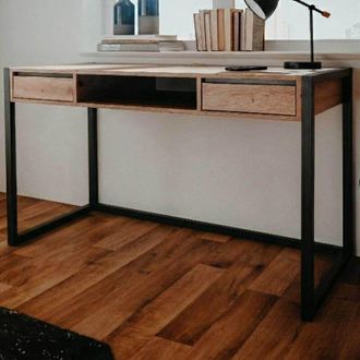 Finori Argonauta - Bureau 2 tiroirs 1 niche 120x60x75 cm ch&ecirc;ne et anthracite - sylon