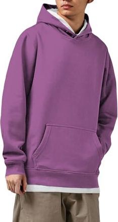 Generic Sweat &agrave; capuche uni pour homme automne hiver tendance d&eacute;contract&eacute; &agrave; manches longues surdimensionn&eacute; coupe ample confortable v&ecirc;tements pour entra&icirc;nement