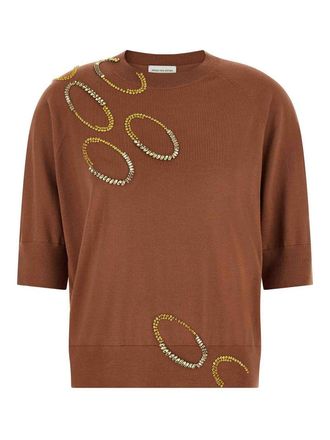 Dries Van Noten Pull Col Rond - Marron