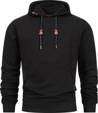 Indicode Herren INGuadalupe Hoodie Sweatshirt mit Kapuze aus Baumwolle | Kapuzenpullover f&uuml;r M&auml;nner Black, L