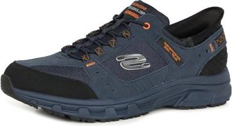 Skechers Homme Oak Canyon Consistent Winner Chaussure de randonnée, Navy Leather/Textile/Orange Trim, 43 EU