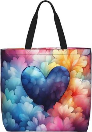 Generic Coeur Bleu Sac Fourre Tout R&eacute;utilisable Sacs De Courses D&eacute;contract&eacute; Sac Fourre-Tout Pour Universit&eacute; Plage Shopping