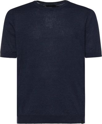 Fay Homme, Pulls, Bleu, Taille: M Maille &agrave; Manches Courtes et Col Rond