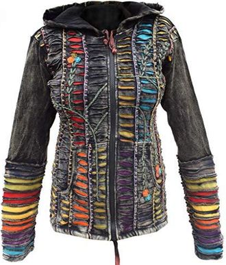 Gheri Sweat &agrave; capuche en coton pour femme avec broderie psych&eacute;d&eacute;lique Pixie, Multicolore, UK 10