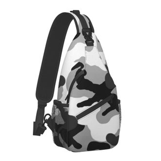 AOOEDM Herren Sling Bag Schulterrucksäcke Army Camouflage Grey Camo Brusttaschen, Anti-Diebstahl-Umhängetasche, Mehrzweck-Tagesrucksäcke für Wandersport, für