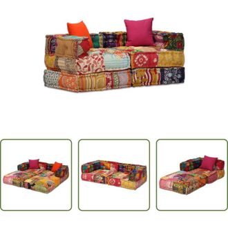 vidaXL vidaXL Patchwork Sofa - 2-Sitzer Modularer Pouf Patchwork Stoff