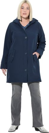 Ulla Popken Damen gro&szlig;e Gr&ouml;&szlig;en &Uuml;bergr&ouml;&szlig;en Plus Size HYPRAR Softshell-Mantel, wasserabweisend, Kapuze Marine 50+ 829081130-50+
