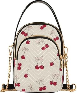 Mnsruu Sac à bandoulière pour femme avec noeud en cerise, rouge Reteo - Petit sac à bandoulière avec sangle réglable