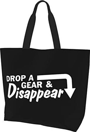 AOOEDM Drop A Gear And Disappear Ladies Canvas Tote Sac &agrave; provisions r&eacute;utilisable