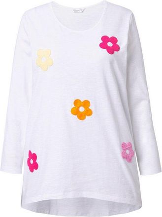 Miamoda T-Shirt T-Shirt A-Linie Frottee-Blumen Langarm