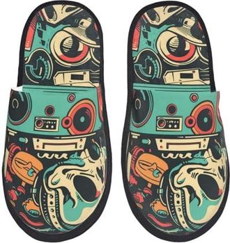 Generic Slippers Collage R&eacute;tro Pop Art Chaud Pantoufles Lavables Chaussons Maison Pour Camping Automne Int&eacute;rieur M