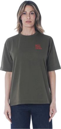 Aspesi Femme, Tops, Vert, Taille: 38 FR T-Shirt en coton avec imprim&eacute;