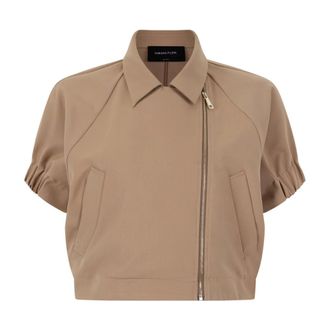 Fabiana Filippi Femme, Vestes, Brun, Taille: 36 FR Veste Courte Beige Zipp&eacute;e