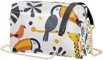 Mnsruu Sacs à bandoulière en cuir pour femme, motif feuilles tropicales, oiseaux, sac à main