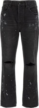 Purple Homme, Jeans, Noir, Taille: W34 P011 Knee Slit Paint Jeans