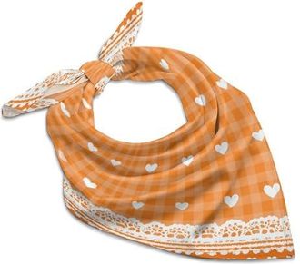 Generic Écharpe carrée en soie orange vichy légère en forme de coeur pour cheveux respirant cadeau pour homme et femme, multicolore, 60x60cm