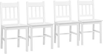 HOMCOM Esszimmerst&uuml;hle 4er Set K&uuml;chenstuhl mit R&uuml;ckenlehne, Wohnzimmerstuhl, St&uuml;hle mit Modern-Stil, Essst&uuml;hle aus Kiefernholz f&uuml;r Esstisch, Wei&szlig;