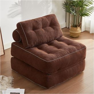 Generic 4-in-1-Schlafsofa, klappbares und wandelbares Schlafsofa mit Kissen, Design menschlicher K&ouml;rperkurven, Verwendung im Wohnzimmer(braun)