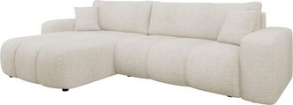 Mirjan24 Ecksofa mit Bettkasten Furyn Maxi Boucle, Eckcouch Couch mit Schlaffunktion, Wohnlandschaft, Bettfunktion, Design L-Form Sofa, Seite Universal (Coral 