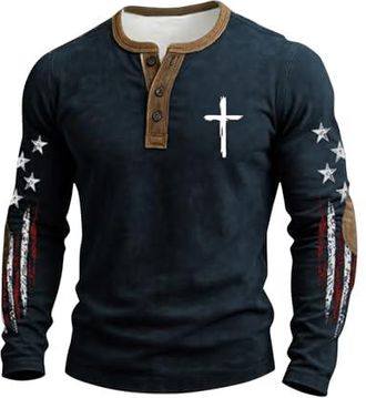 Generic Sweat-shirts pour homme avec imprim&eacute; croix, manches longues, demi-boutons, col en V, ample, doux, extensible, pour lint&eacute;rieur et lext&eacute;rieur, athl&eacute;tiqu