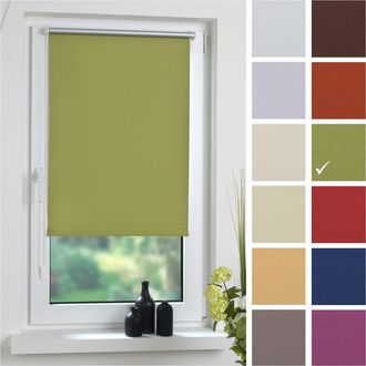 Liedeco Rollo Klemmfix Thermobeschichtet - 100 x 150 cm apfelgr&uuml;n (Breite x H&ouml;he) / lichtundurchl&auml;ssig Blickdicht verdunkelnd stufenlos verstellbar/leichte In