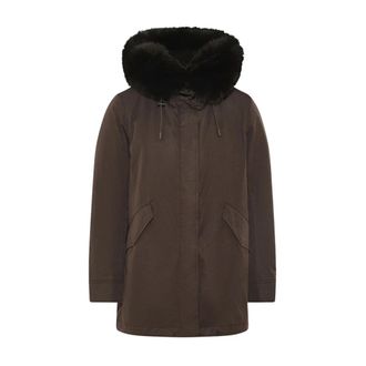 Yves Salomon Parka Cotton Melange Double Fourrure - - Coats - Damen - Braun - S