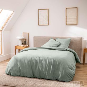 Douceur d'Intérieur 3-teiliges Bettwäsche-Set (260 x 240 cm), Salbei-Meline, 100% Baumwolle, gefärbt