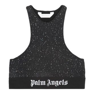 Palm Angels Femme, Tops, Noir, Taille: 36 FR Crop-top avec logo