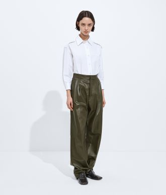 Bottega Veneta Pantalon en cuir brillant - Vert - Femme - 36