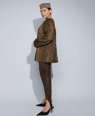 Asos kurze formelle Jacke ohne Kragen in Ponyfelloptik-Braun