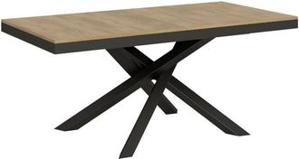 Les Tendances Table extensible bois clair et cadre anthracite 160-264cm Klass