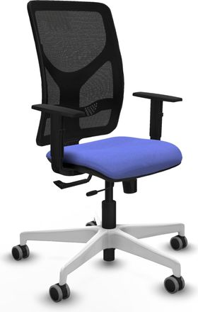 Piqueras y Crespo B&uuml;rostuhl, blau, mit 1D-Armlehnen, h&ouml;henverstellbare Lendenwirbelst&uuml;tze, ausgestattet mit Syncro/Traslack und Schneideschaum, mit Rollen 65 mm, Parket