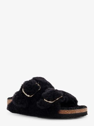 Birkenstock Womens Arizona Big Buckle Teddy Sandals Black Leather