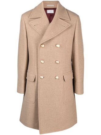 Brunello Cucinelli manteau crois&eacute; en laine m&eacute;lang&eacute;e - Tons neutres