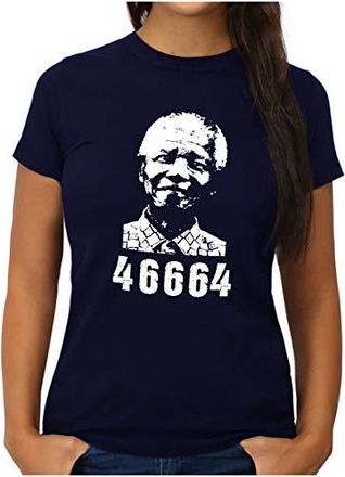 OM3 Mandela-Forever T-shirt pour femme Motif Nelson Madiba Peace Freedom Taille S &agrave; XXL, bleu marine, S