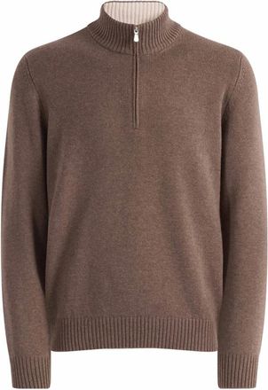 Gran Sasso Half-Zip-Strickpullover - - Knitwear - Herren - Braun - XL