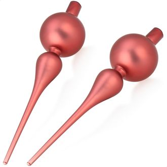 Com-Four 2X Weihnachtsbaumspitze - Christbaumspitze aus echtem Glas für Weihnachten - Tannenbaumspitze für den Christbaum (2 Stück - 28cm - edle Rose matt)