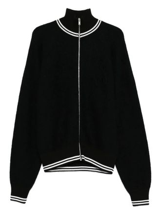 Jil Sander cardigan zippé à bords nervurés - Noir