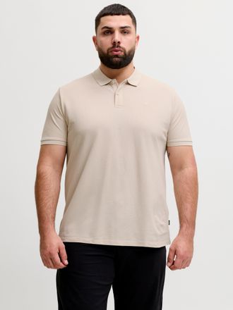 Jack & Jones Plus Size Poloshirt JPRBLAWESTON SS POLO PLS, Herren, Gr. 4XL, beige (ancient scroll detail:solid), Jersey, Obermaterial: 100% Baumwolle, JACK & JONES PLUSSIZE,